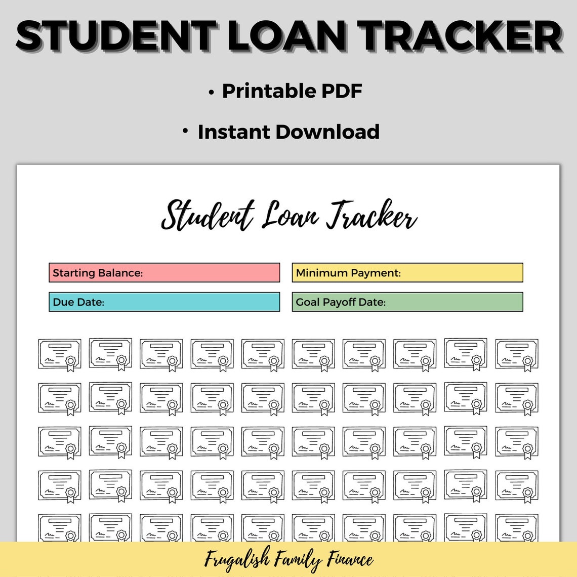 Student Loan Payoff Tracker Debt Payoff Tracker Printable Instant ...