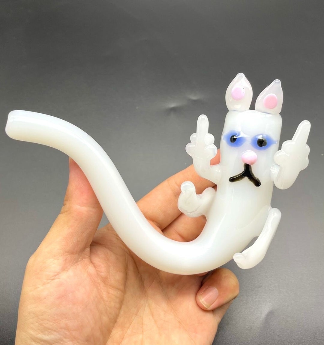 Creative Colourful Angry Funny Cat Collectible Smoking Hand Pipe Gift ...