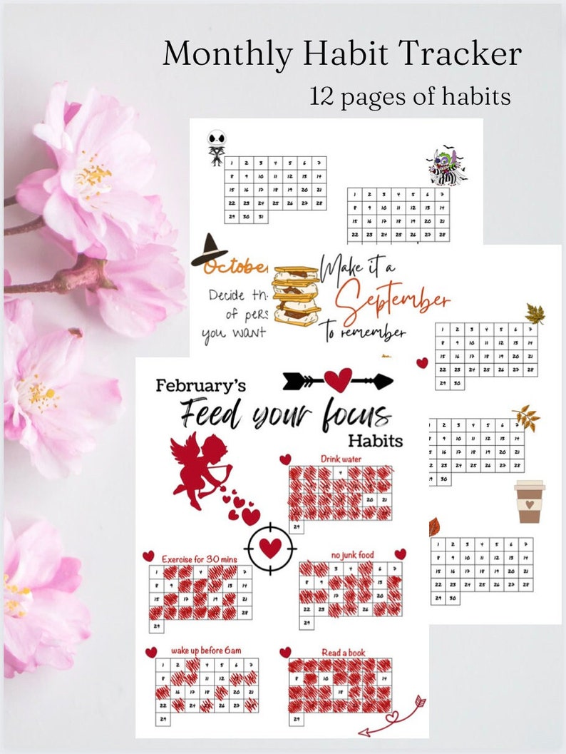 Daily Monthly Yearly Habit Tracker Habit Stacking Routine - Etsy