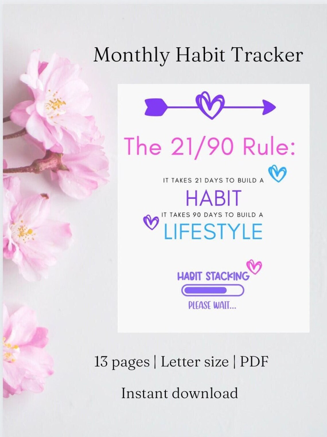 Daily Monthly Yearly Habit Tracker | Habit Stacking | Routine Tracker ...