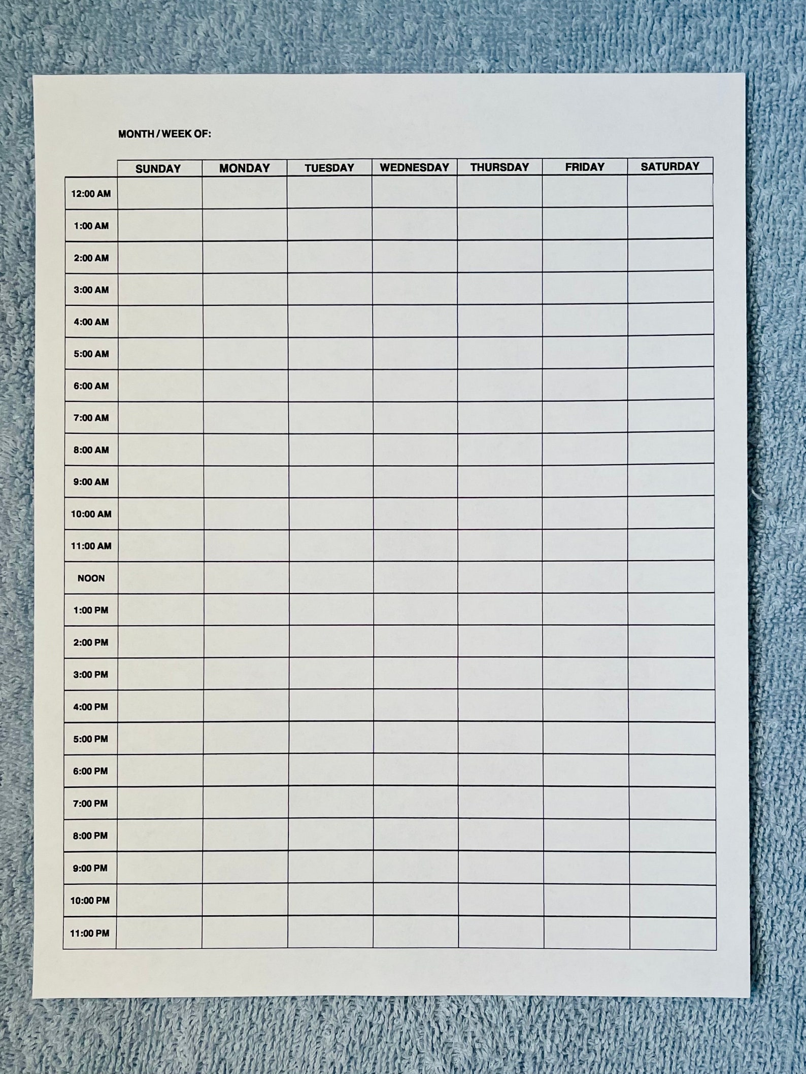 24 Hour - Hourly Weekly Schedule | Night Shift Schedule | Night Shift ...