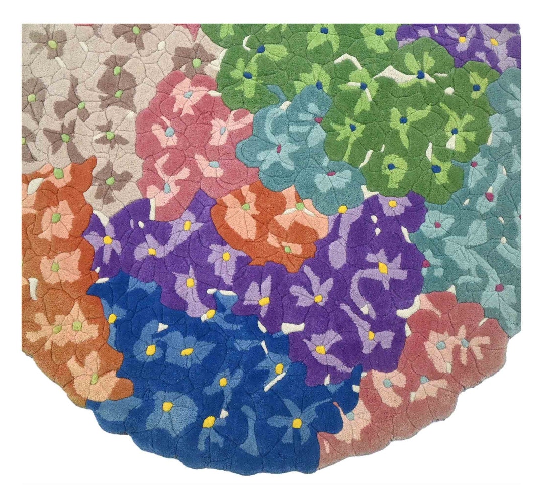 Flora Designer L Handmade Round Rug Luxury Area Covering Living Room ...