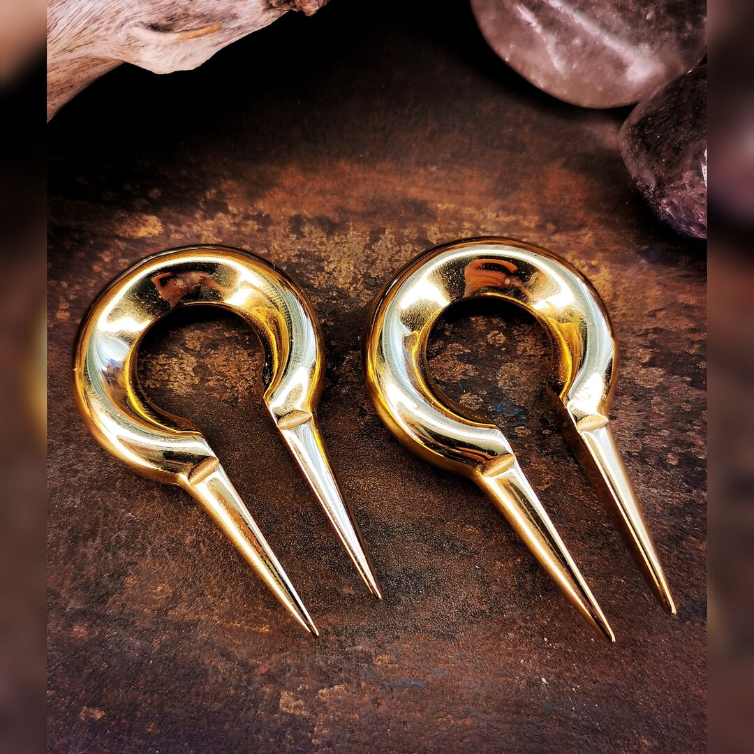 Pair Tribal Alien Ear Weights Expanders Stainless Steel Keyhole Gauges ...