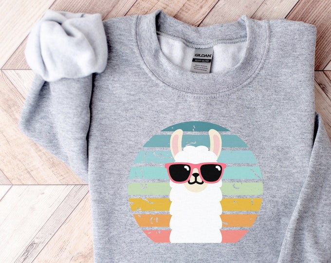 Cool Llama Mama Oversized Vintage Style Sweatshirt, Vintage Retro Style ...