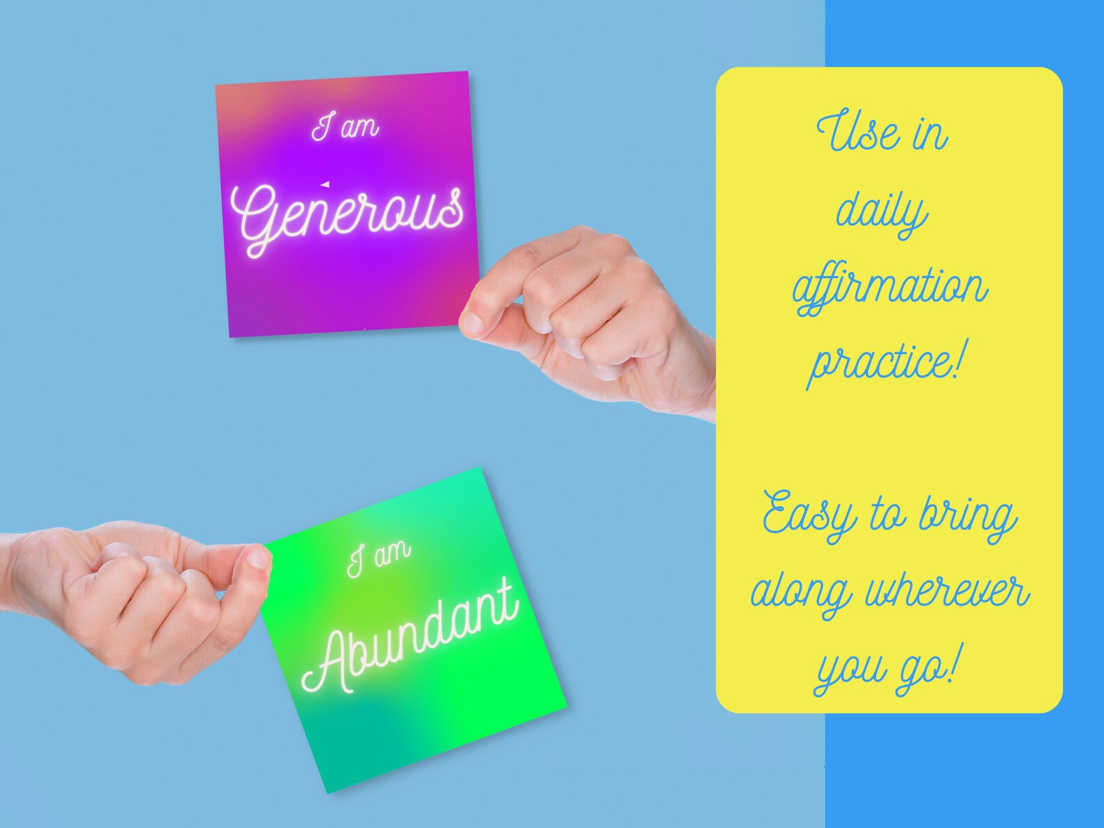 Colorful Neon Affirmation Cards - Etsy