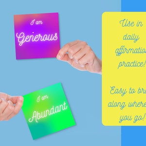 Colorful Neon Affirmation Cards - Etsy