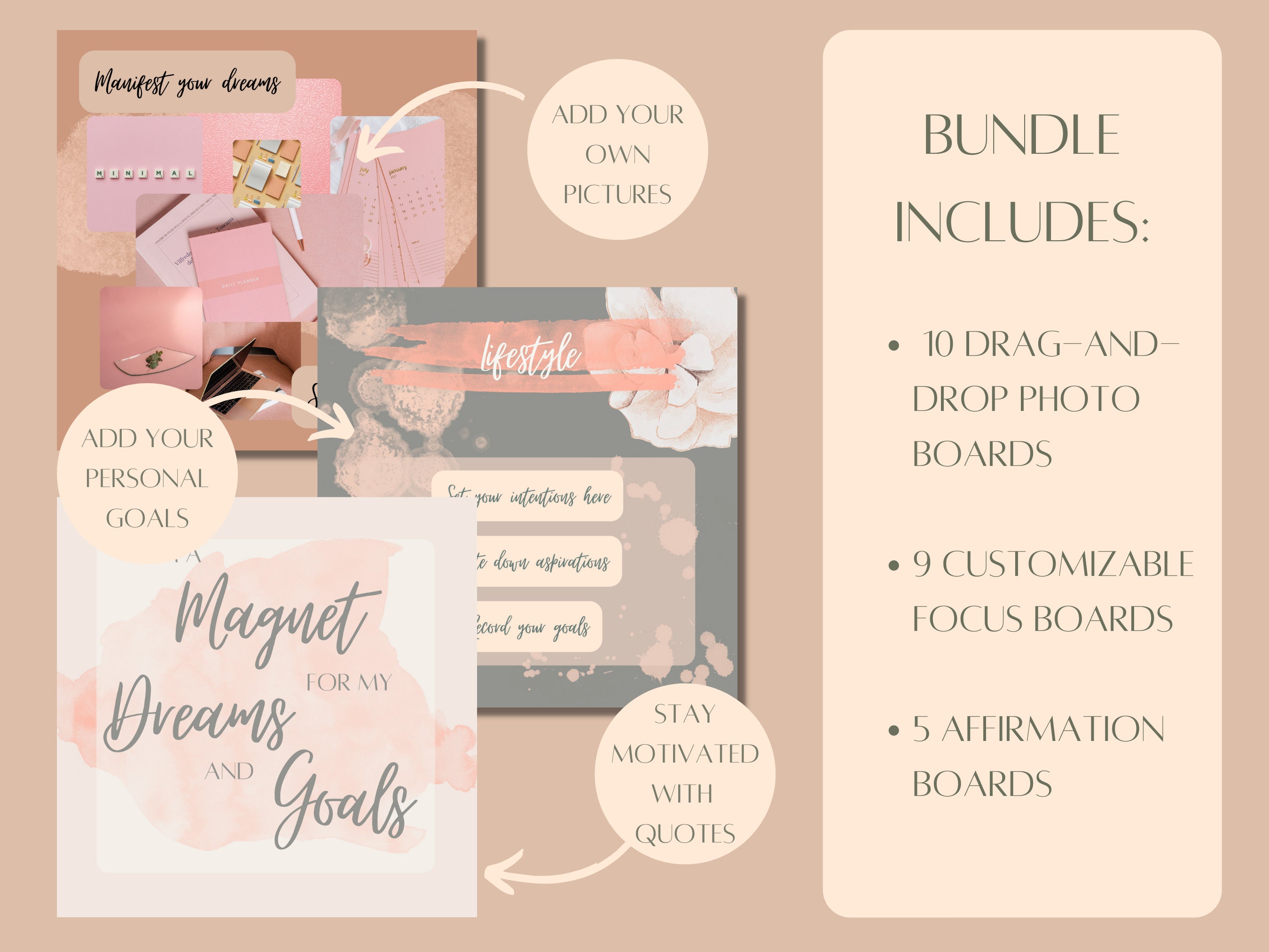 Digital Vision Board Kit | Vision Board Printable | Goal Planner ...
