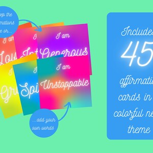Colorful Neon Affirmation Cards - Etsy