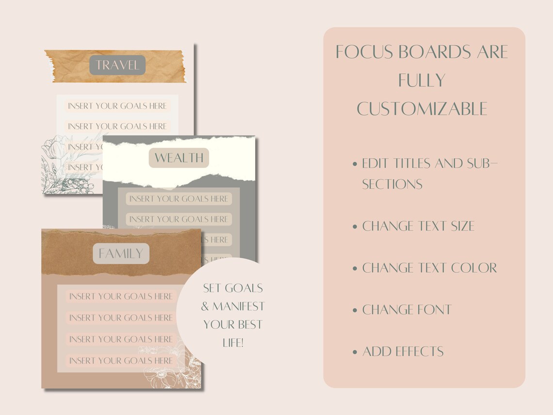 Digital Vision Board Kit | Vision Board Printable | Goal Planner ...