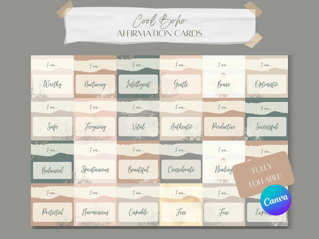 Cool Boho Affirmation Cards - Etsy