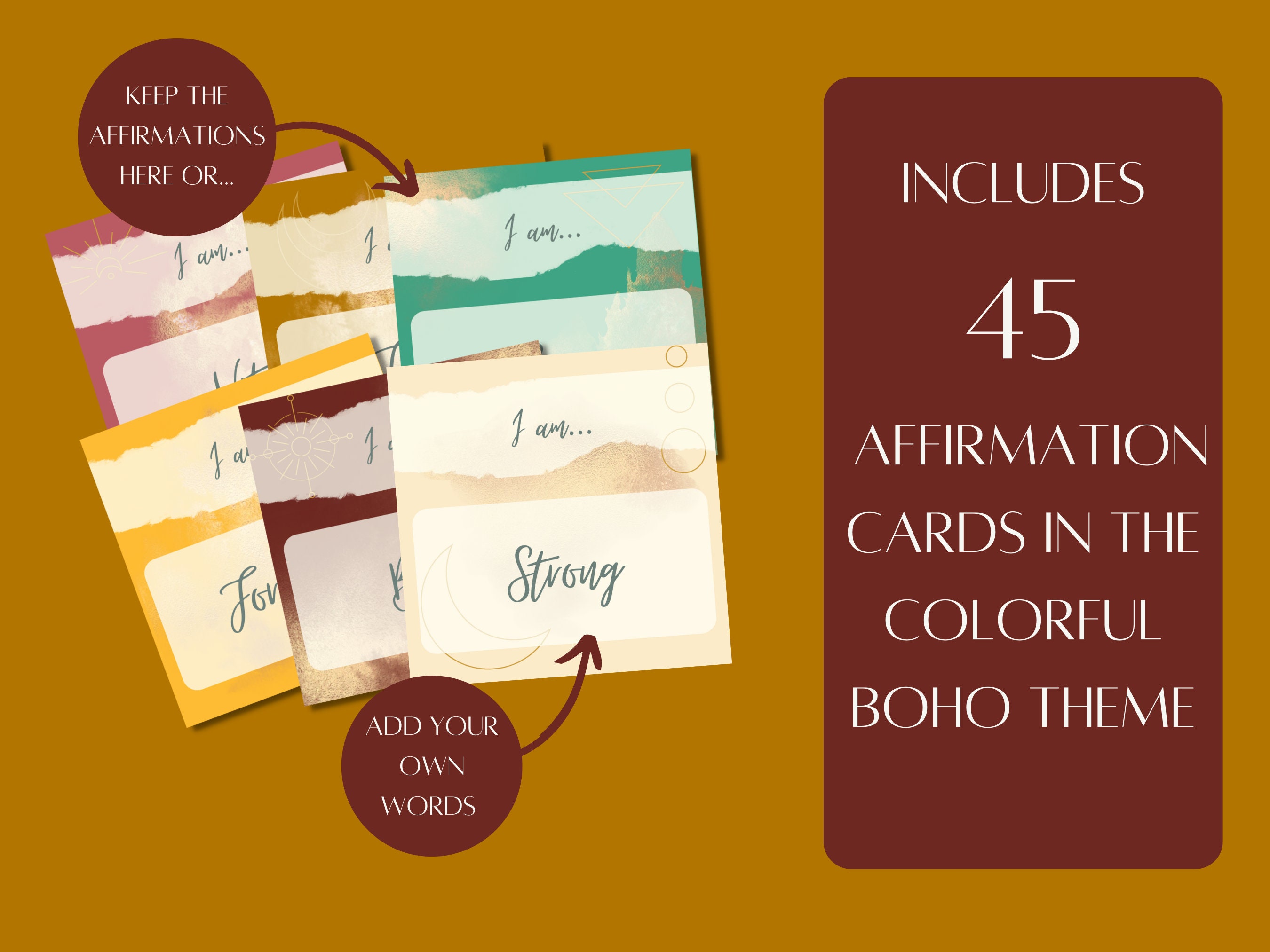 Colorful Boho Affirmation Cards - Etsy