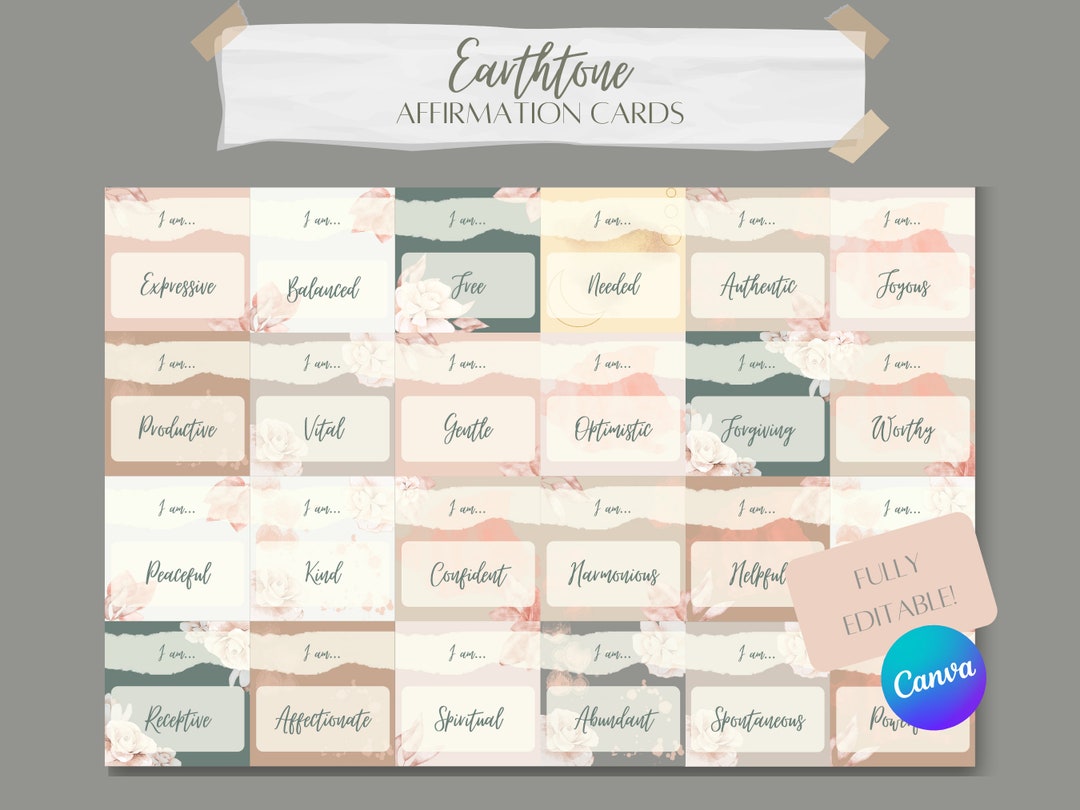 Earth Tone Affirmation Cards - Etsy