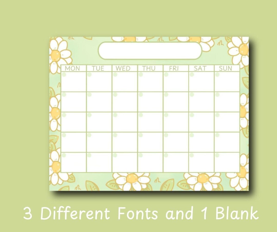 Cute Daisy Digital Calendar/ Flower - Etsy