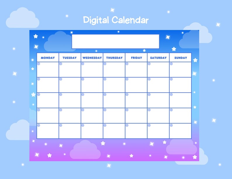 Cute Starry Blue Calendar Printable (PDF & JPG) - Etsy