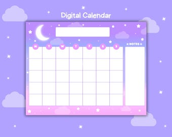 Pink Strawberry Printable Calendar Kawaii, Cute Star Printable Calendar, Kawaii - Etsy