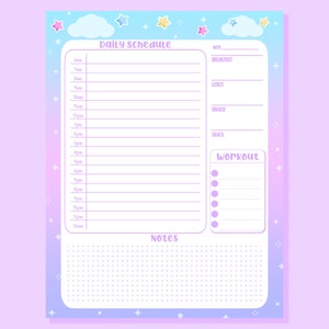Cute Star Printable Calendar, Kawaii Daily Schedule (PDF) - Etsy