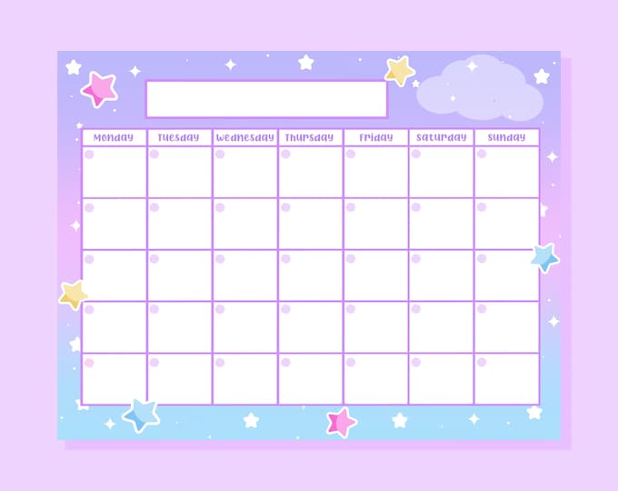Printable Pastel Monthly Planner | Undated Digital Planner | Cute ...