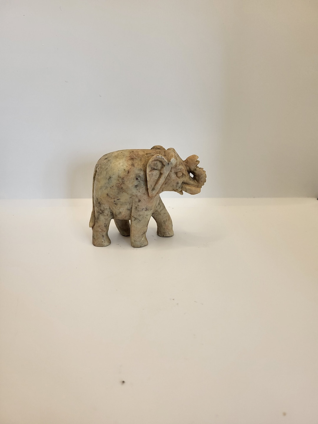 Marble (alabaster?) Stone Carved Elephant - Trunk up Elephant - Lucky ...