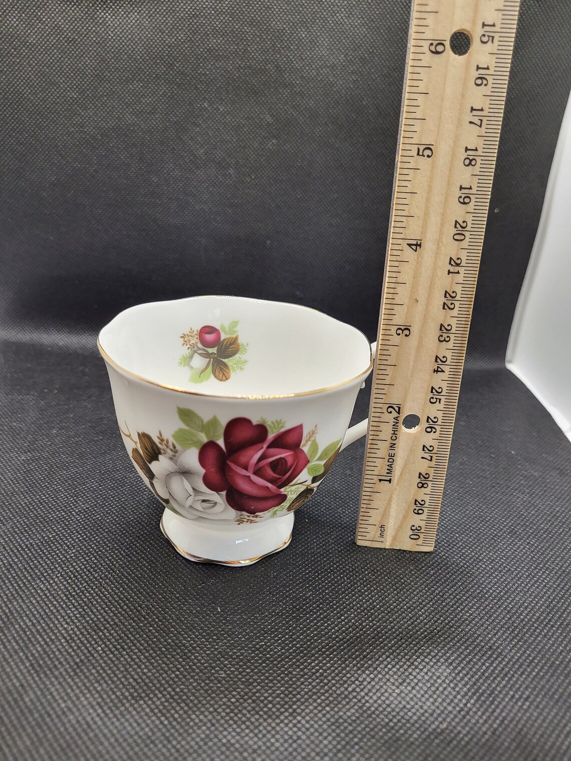 Royal Albert Tea Cup Set - Deep Rich Burgundey and White Rose Designs ...