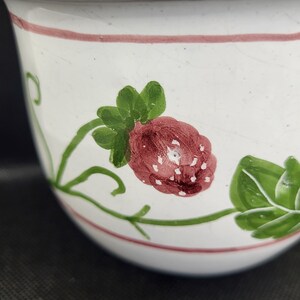 Vintage Folk Art Redware Wall Pocket: Hand-painted Raspberry Blossom - Etsy