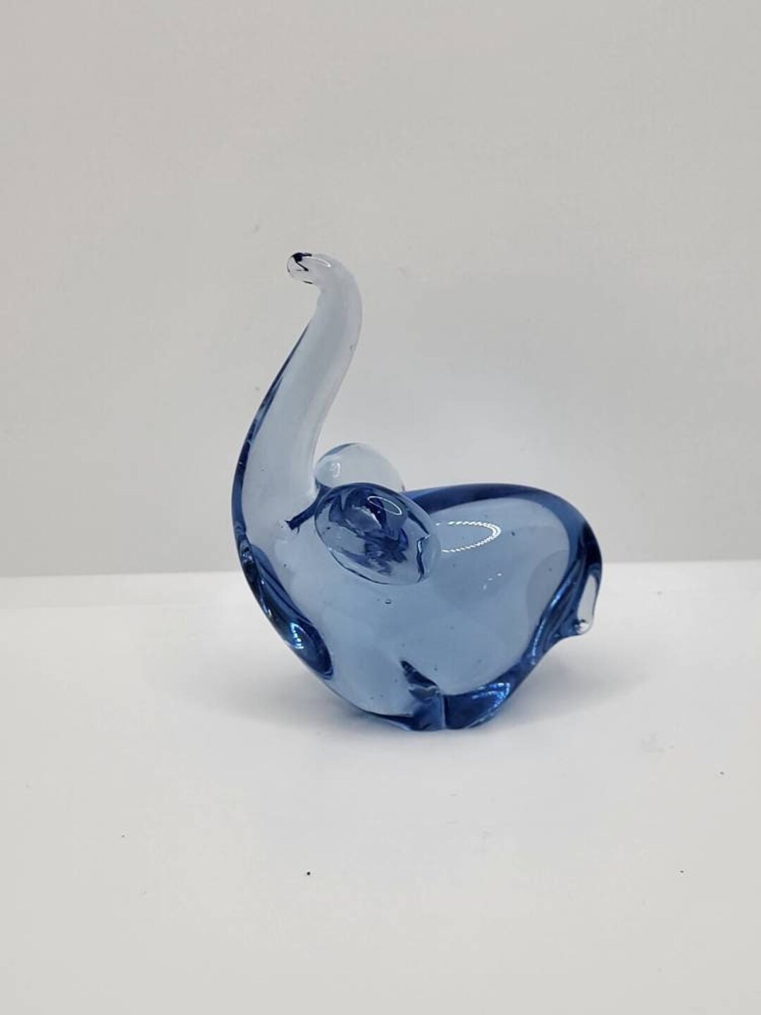 Vintage Blue Art Glass Elephant Trunk up for Luck - Etsy
