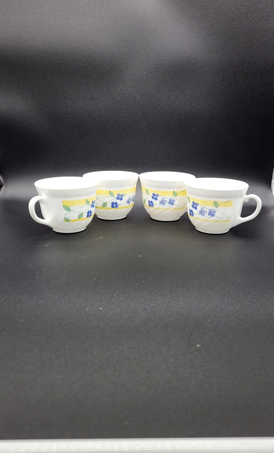 Vintage Arcopal French Pyrex Milk Glass Mugs - Set of 4 Milk Glass Mugs ...