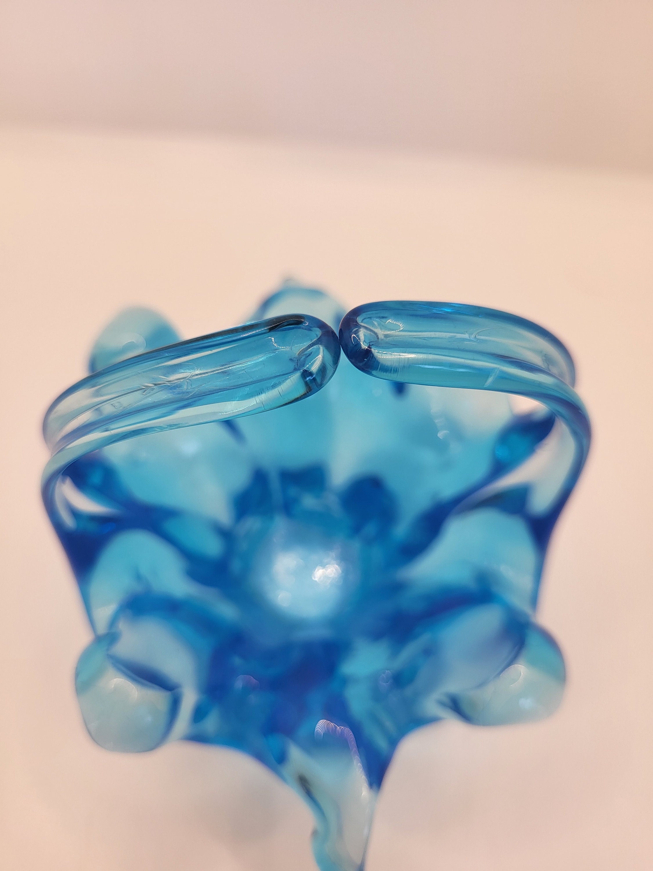Vintage Chalet Stretch Glass Split Handle Spill Basket Made in Canada ...