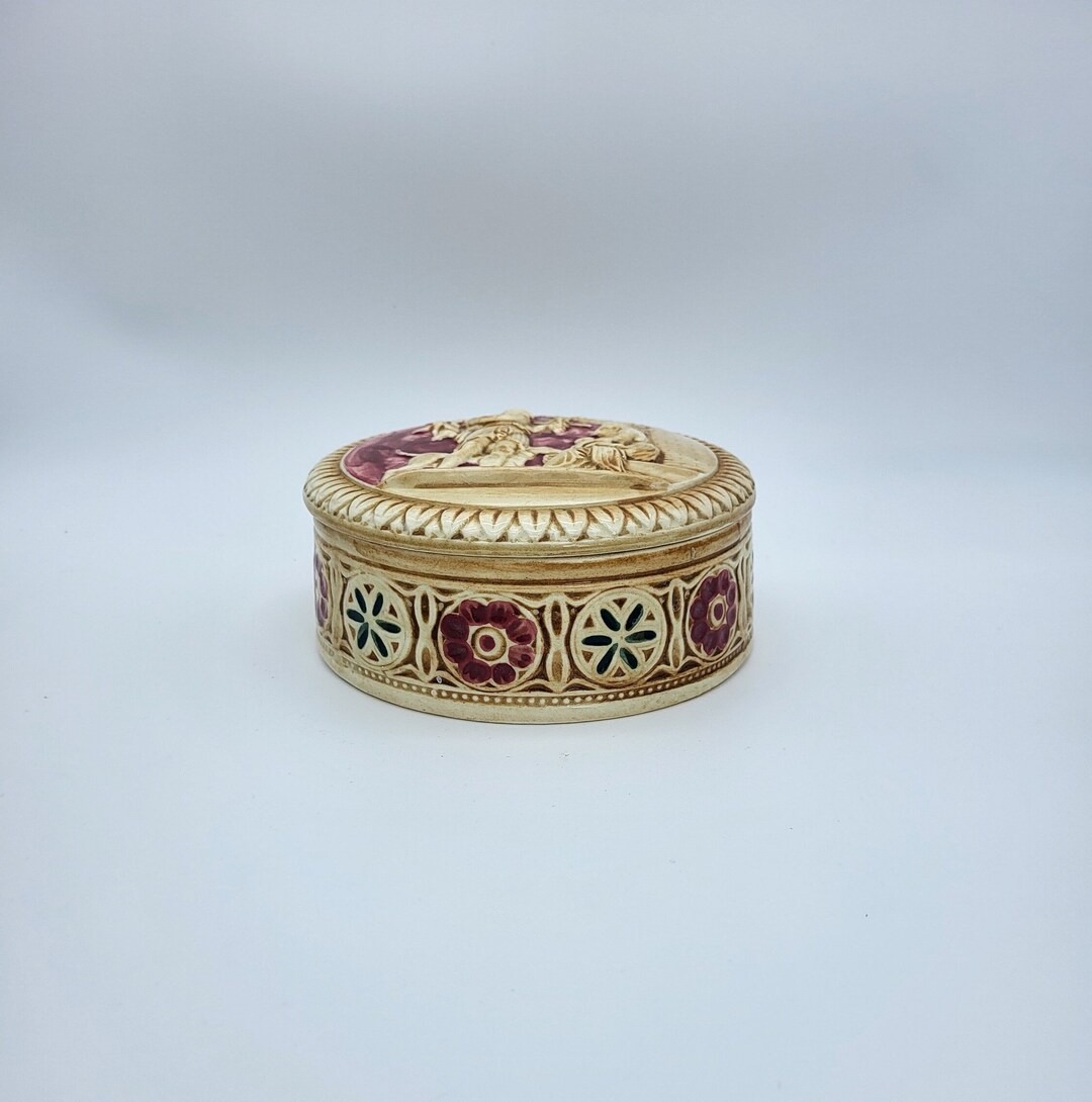 Vintage Maruhon Ware Japan Container With Lid With Greek Scene - Lidded ...