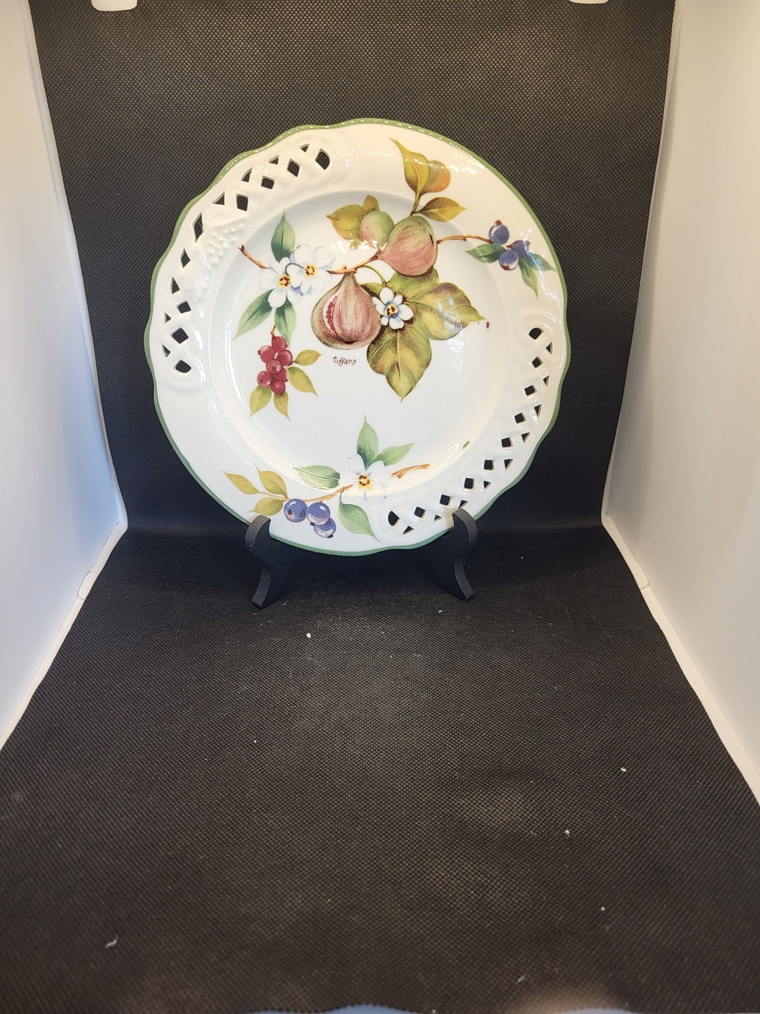 Vintage Tiffany Reticulated Plate Dessert Salad Plate by Brunelli ...