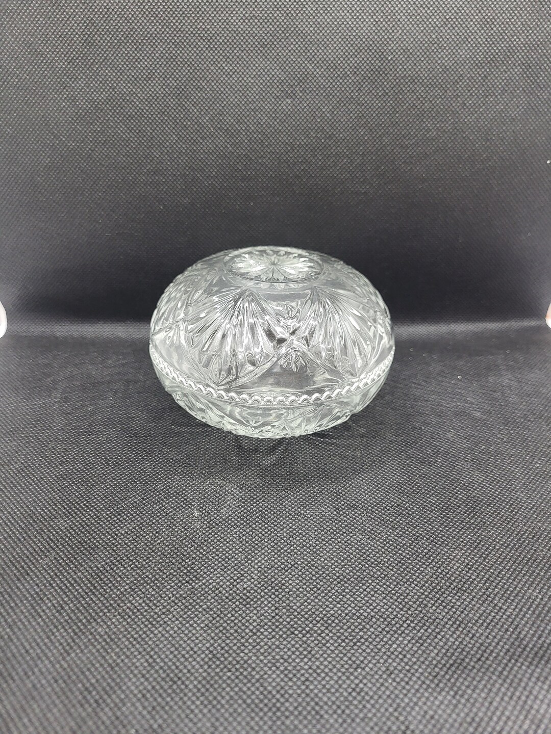 Vintage Cut Glass Lidded Trinket Dish Mid Century Fans and Starbursts ...