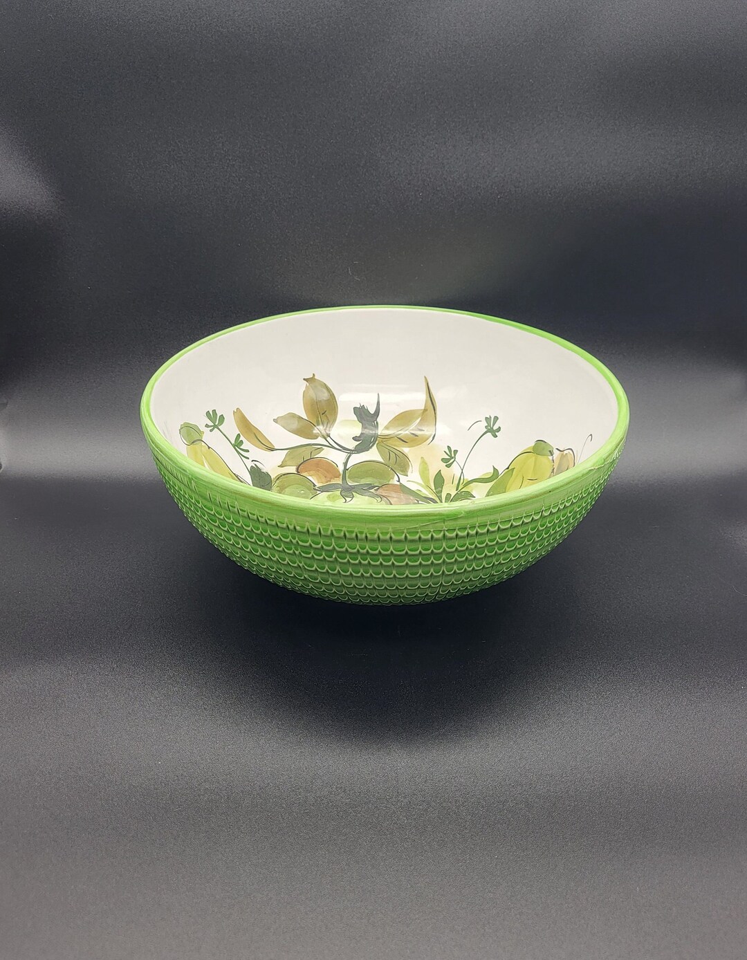 Large Italian Handmade Ceramic Salad Bowl - Green Ceramic Salad Bowl ...