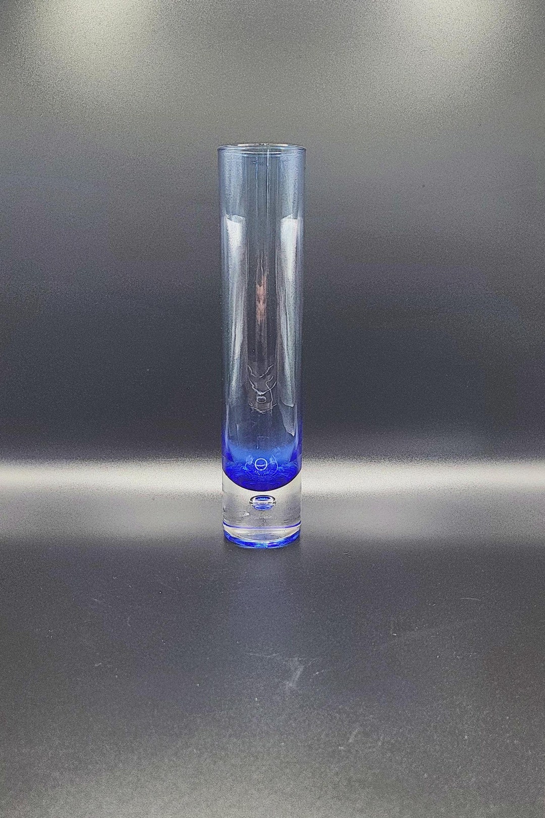 Vintage Light Blue Glass Vase Captive Bubble Base, Hand Made. - Etsy