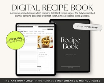 Digital Recipe Book for Goodnotes, Notability, Digital iPad Recipe ...
