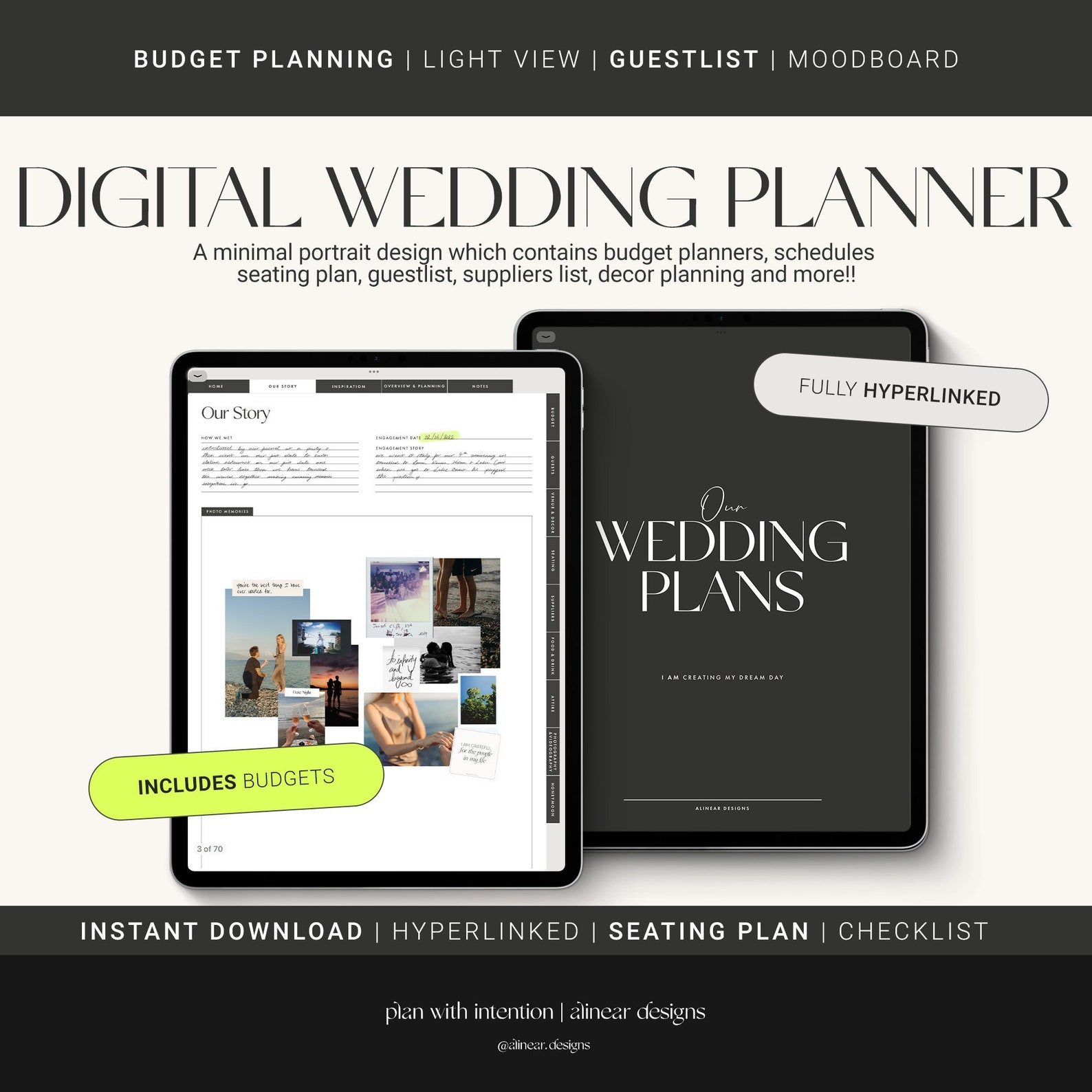 Minimal Digital Wedding Planner, iPad Wedding Planner, Wedding ...