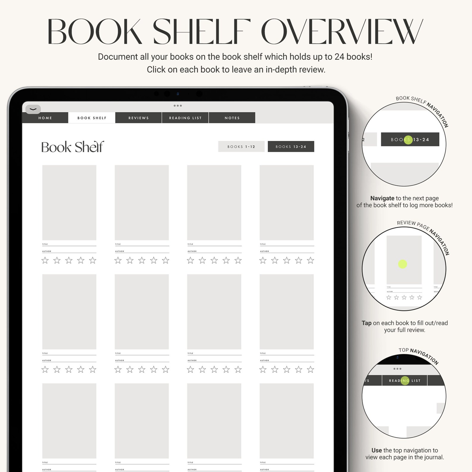 Minimal Reading Journal, Alinear Designs, Reading Tracker, Goodnotes ...