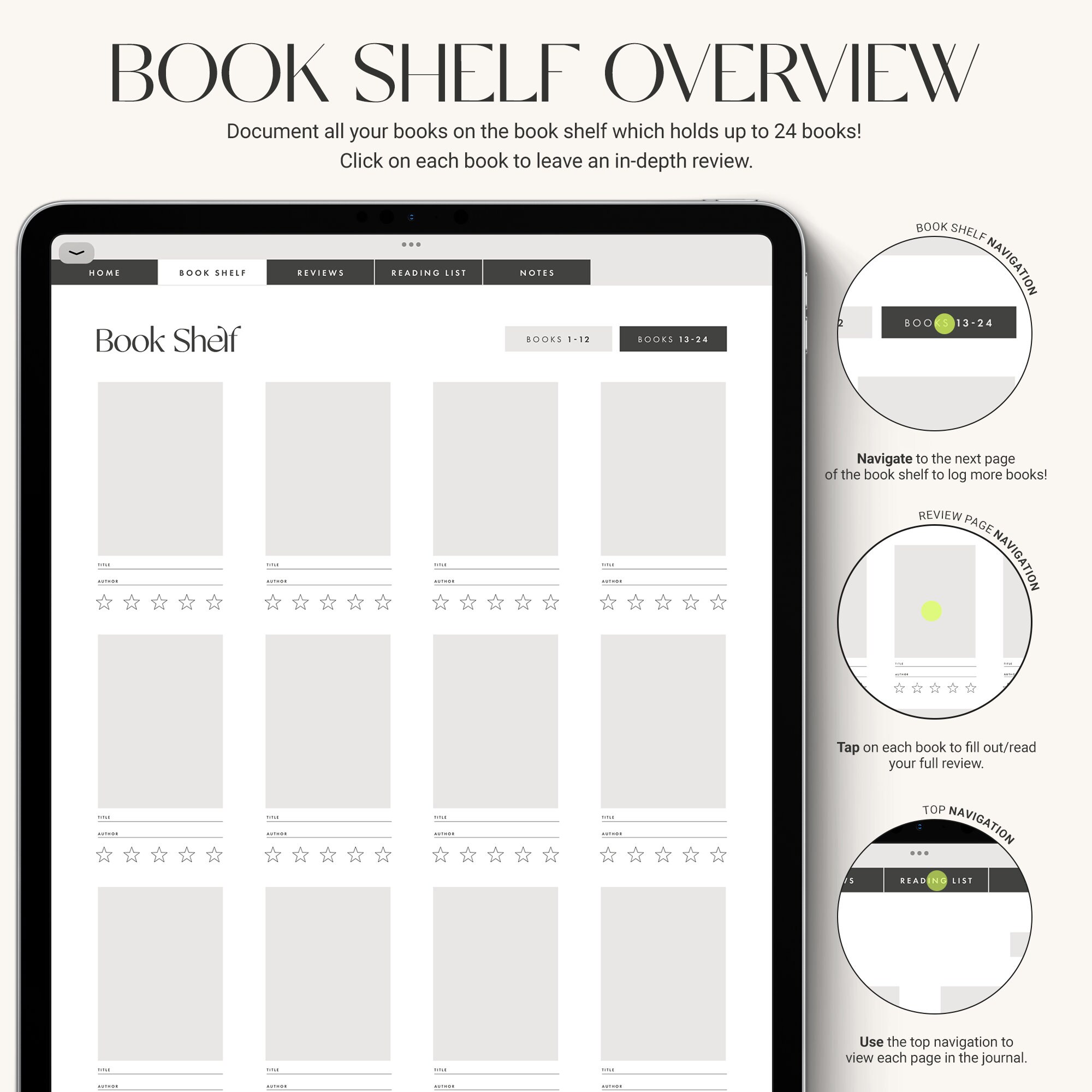 Minimal Reading Journal, Alinear Designs, Reading Tracker, Goodnotes ...
