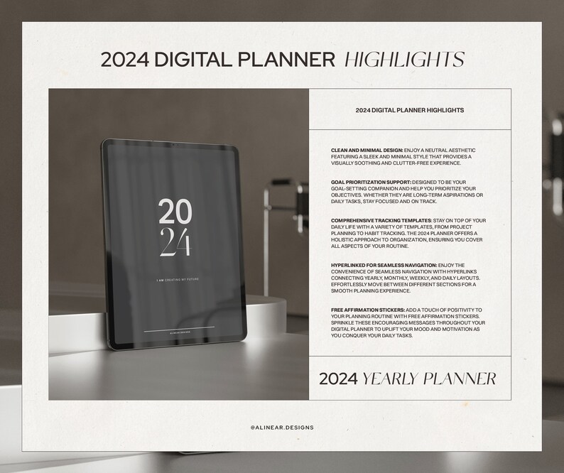 2024 Digital Planner | iPad Planner Minimalist | Aesthetic Minimalist ...
