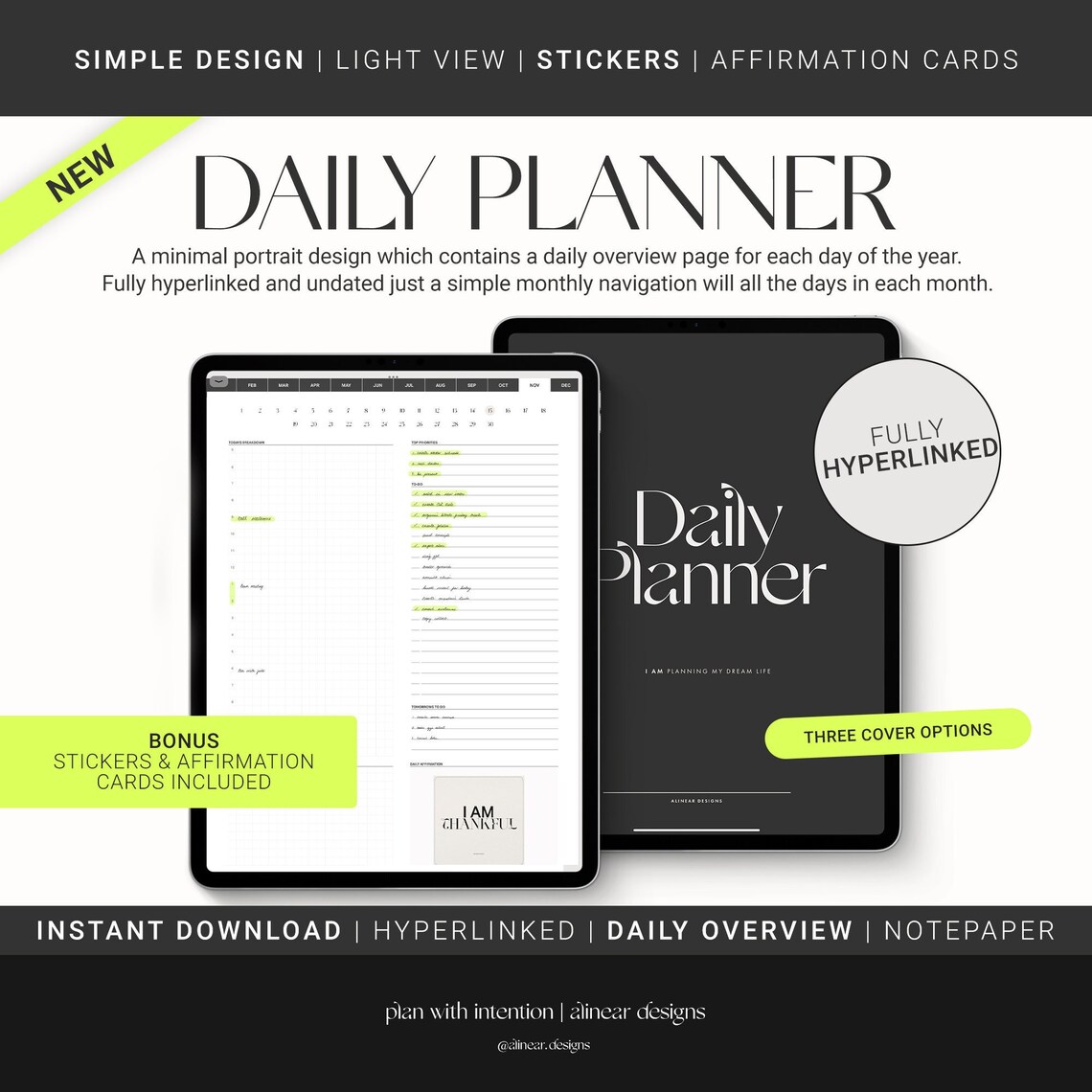 Digital Daily Planner, Portrait iPad Planner, Digital 365 Day Planner ...