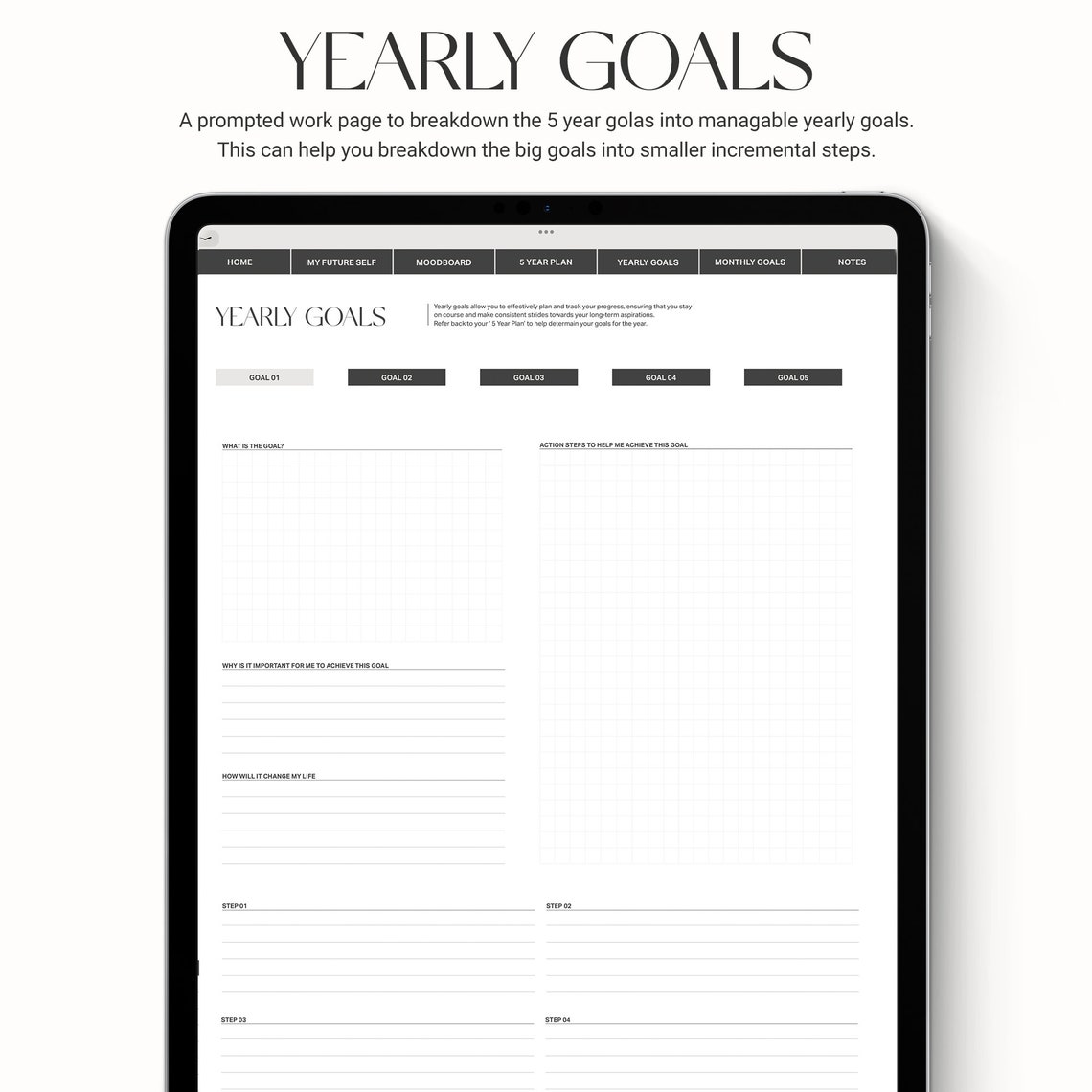 Goal Digital Planner, Goal Setting, Life Productivity Planner Template ...