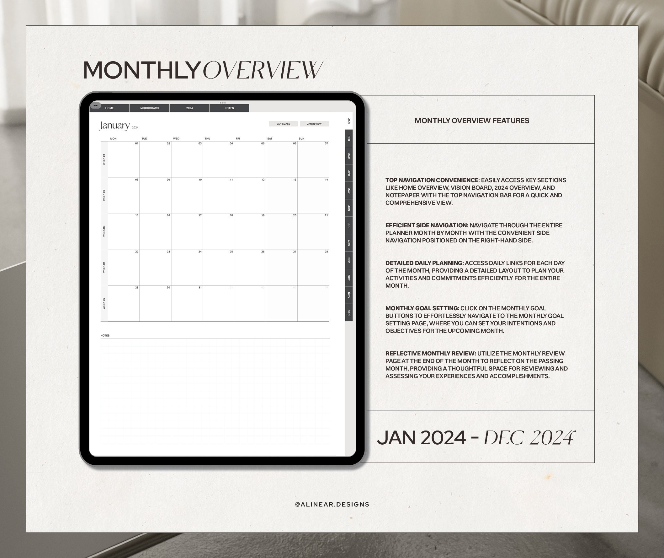 2024 Digital Planner | iPad Planner Minimalist | Aesthetic Minimalist ...