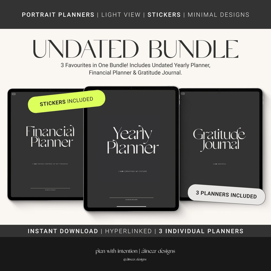 Hyperlink Ultimate Planner Bundle, Gratitude Financial & Yearly Planner ...