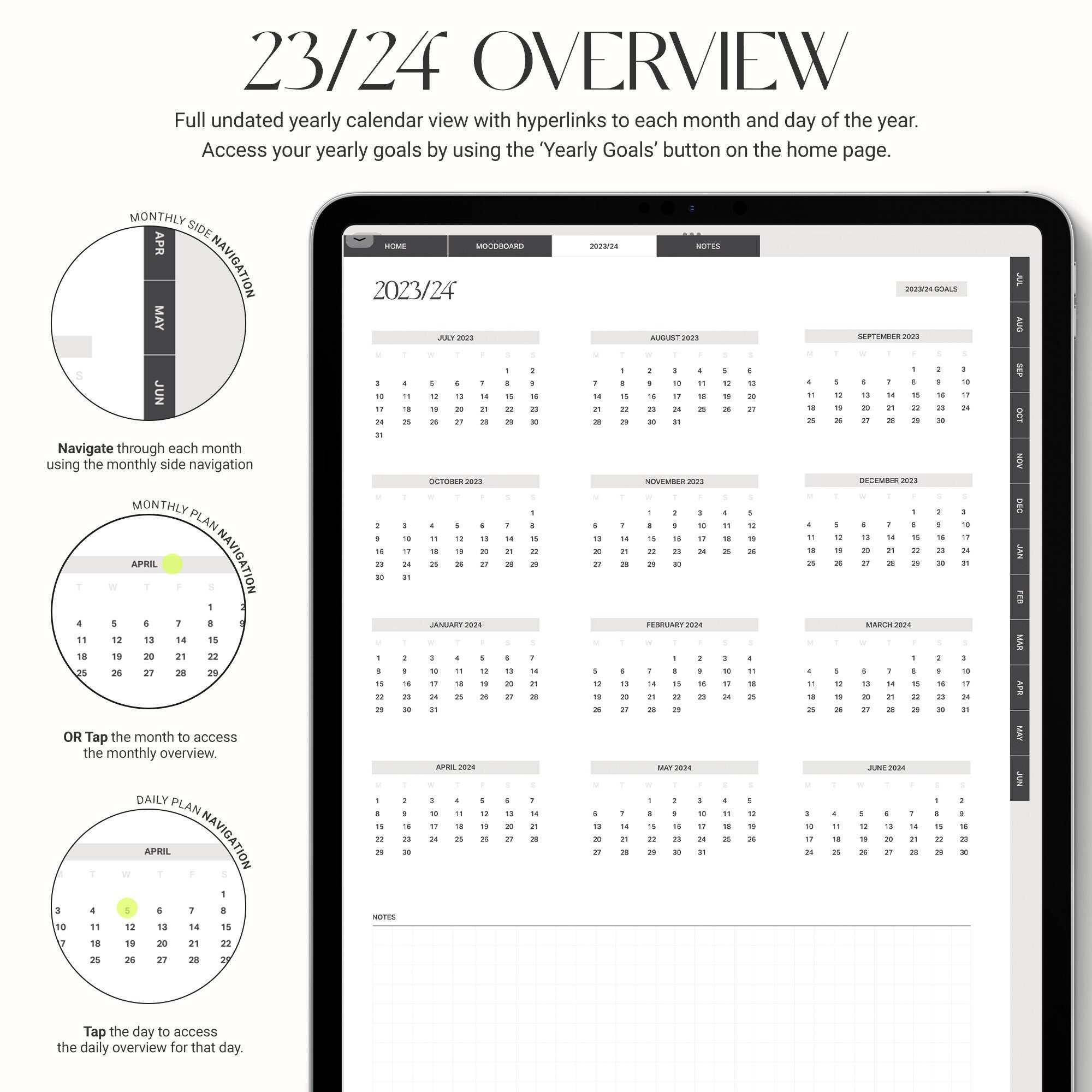 2023/24 Mid Year Planner Bundle - 2024 Digital Planner, Daily Gratitude ...