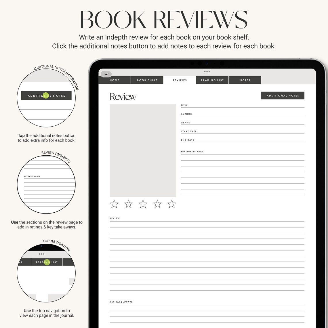 Minimal Reading Journal Alinear Designs Reading Tracker | Etsy