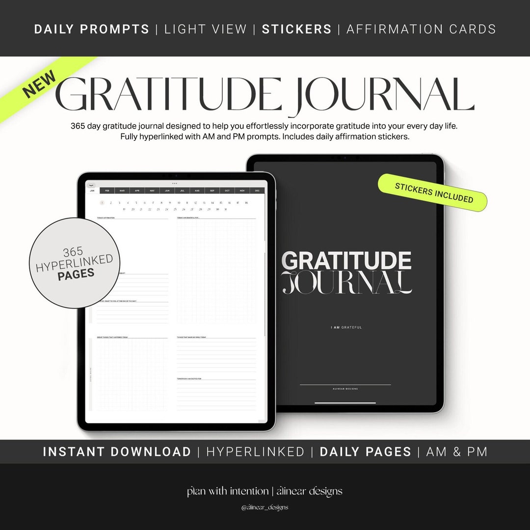 Digital Daily Gratitude Journal, Goodnotes Hyperlinked Planner ...