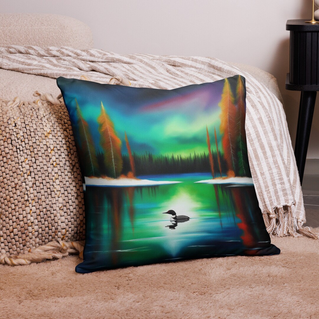 Northern Lights Loon 2 Pillow - Etsy