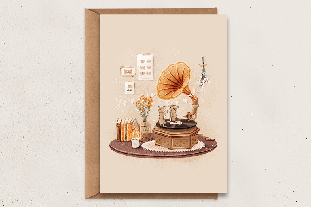 Tiny Dance Party Postcard | A6 | Celebrations Mice Art | Vintage ...