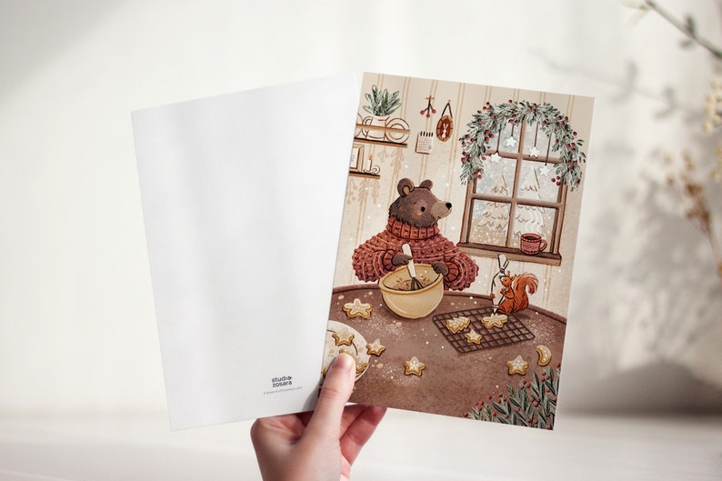 Baker Bear Illustrated Art Print A5 Winter Baking - Etsy