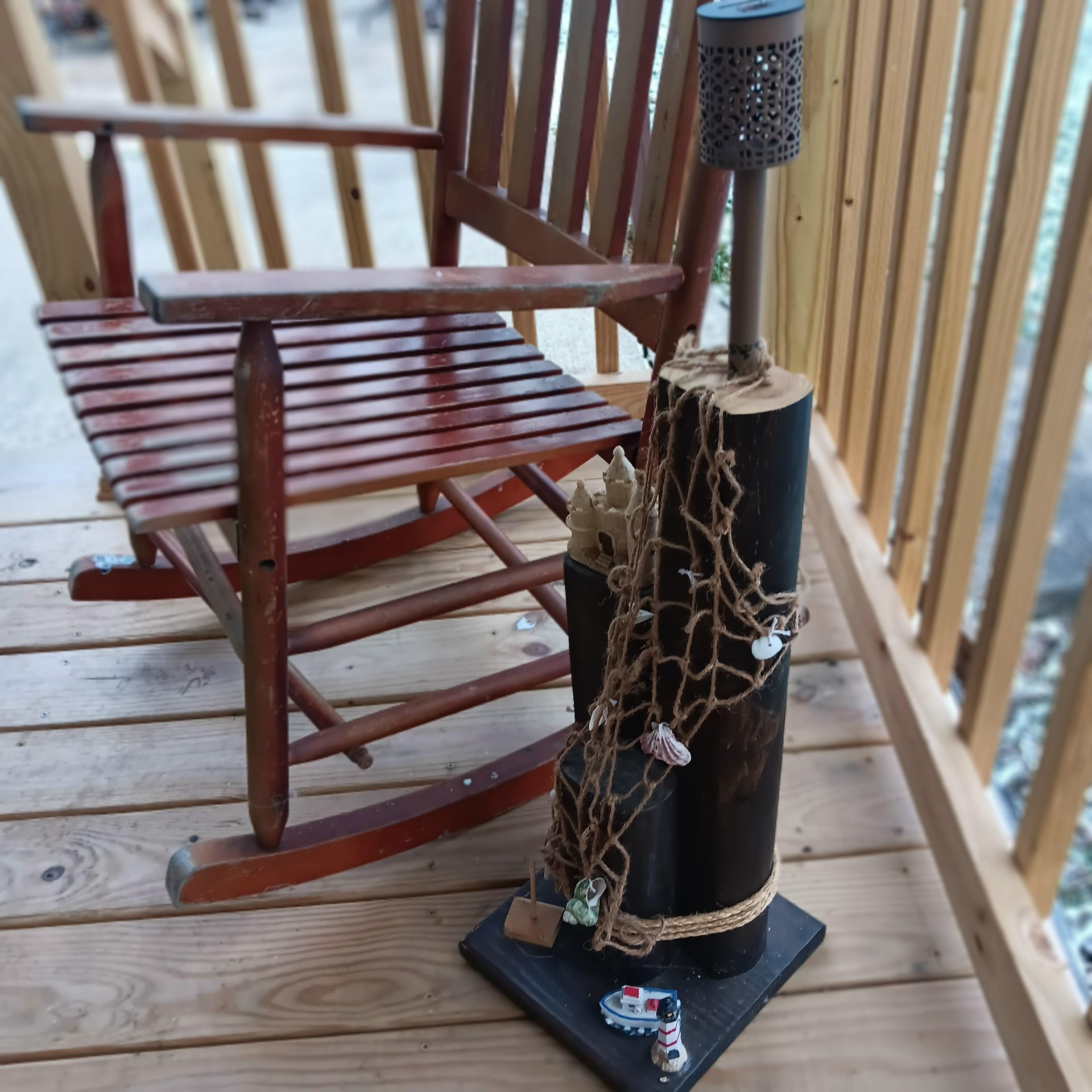 Beach Themed Handcrafted Wood Post Solar Light Shell, Rope, and Beach ...