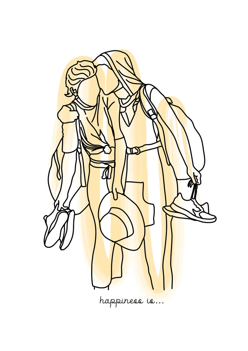 Custom Gift Hand Drawn Line Art & Watercolour Digital Portraits - Etsy