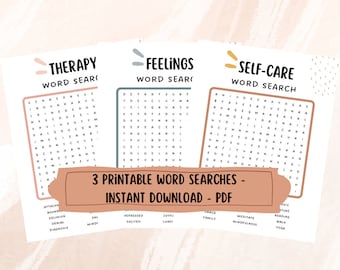 Feelings Word Search Printable Mental Health Word Search Therapy ...